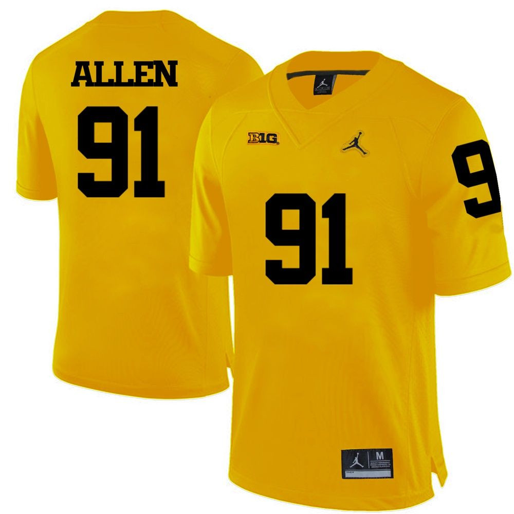 Michigan Wolverines Yellow Kenny Allen Football Jersey - Bluefink