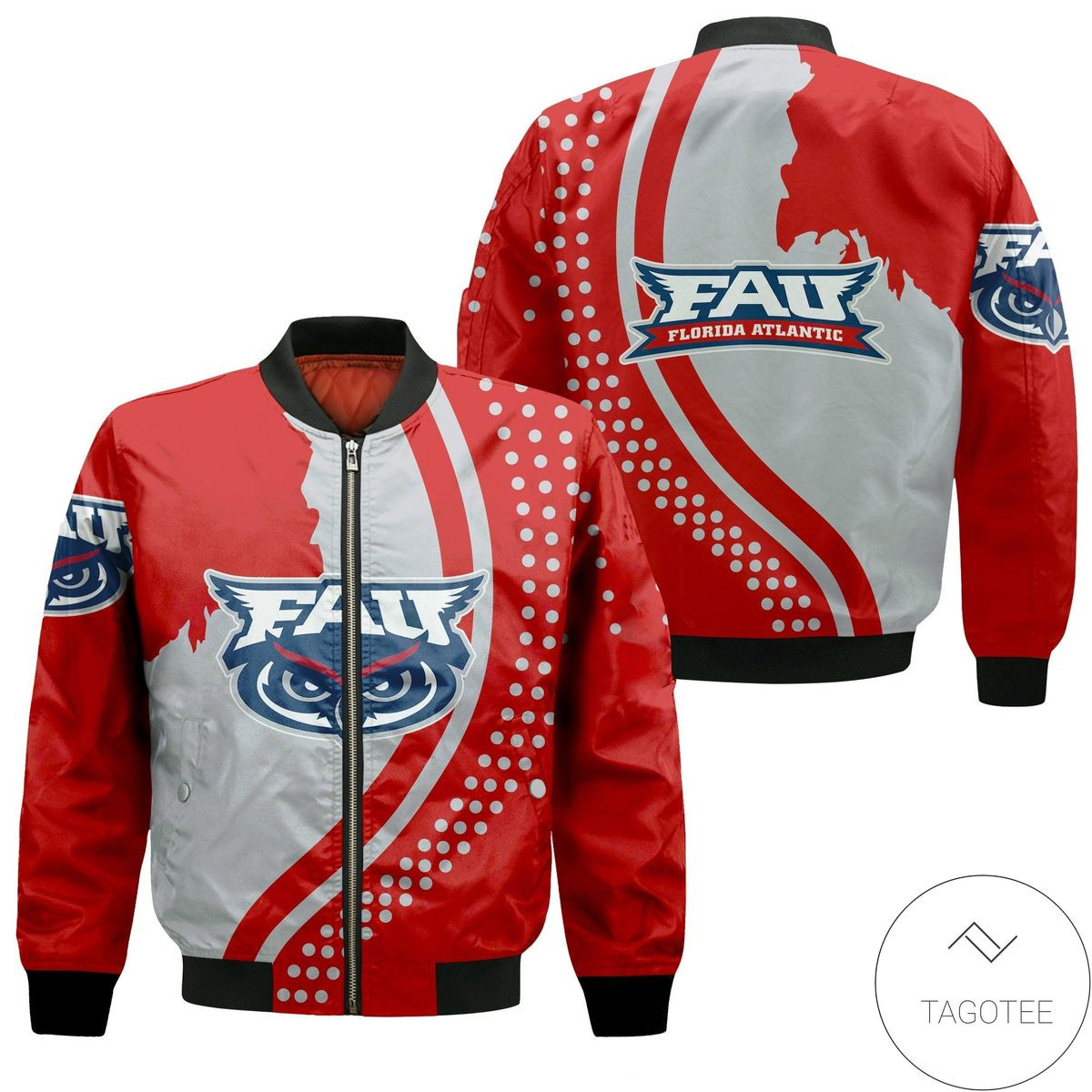 NCAA Florida Atlantic Owls USA Map Bomber Jacket - Bluefink