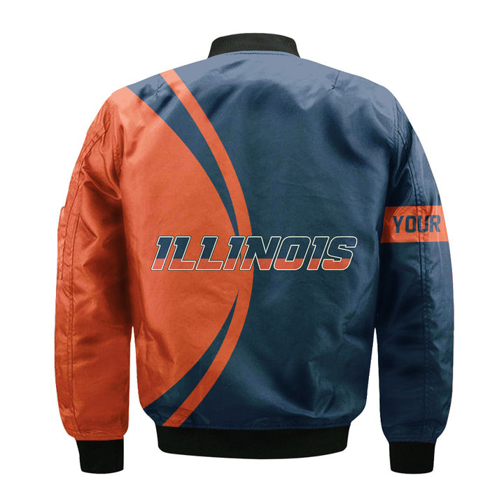 NCAA Illinois Fighting Illini Custom Text Champions Bomber Jacket ...