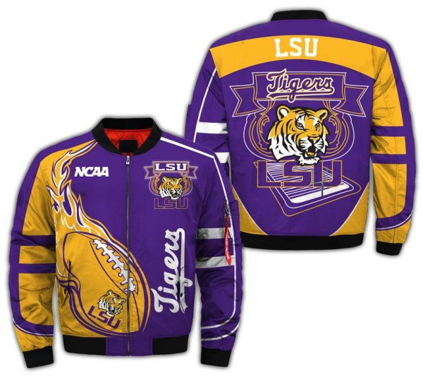 NCAA LSU Tigers Fire Ball Bomber Jacket - Bluefink