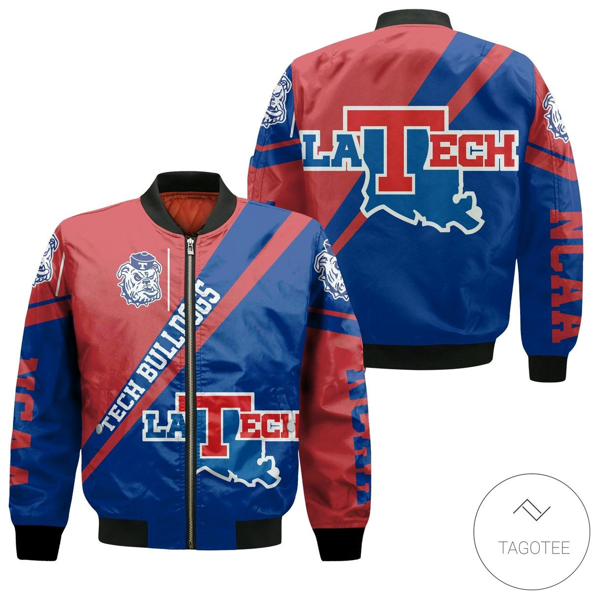 NCAA Louisiana Tech Bulldogs Cross Style Bomber Jacket - Bluefink