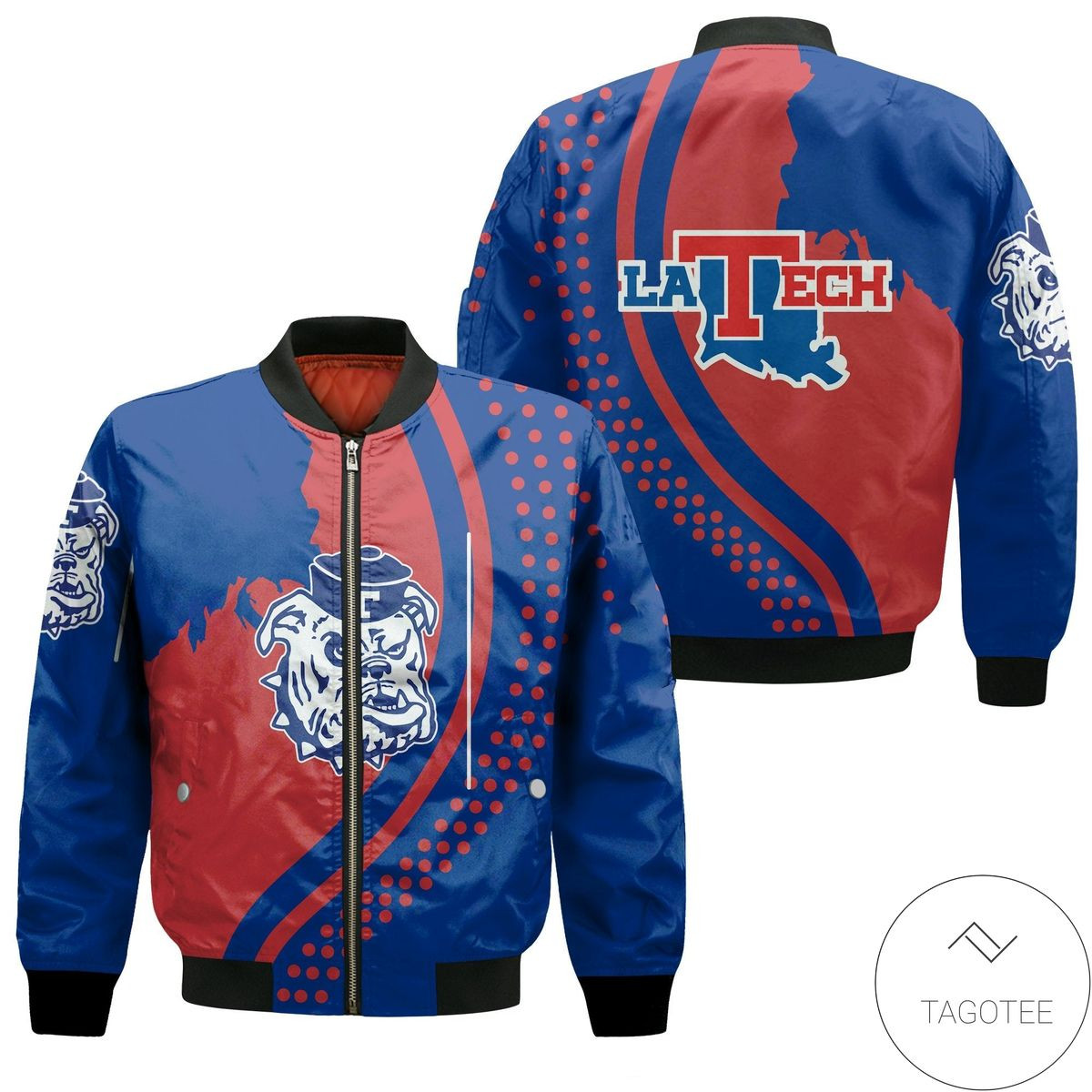 NCAA Louisiana Tech Bulldogs USA Map Bomber Jacket - Bluefink