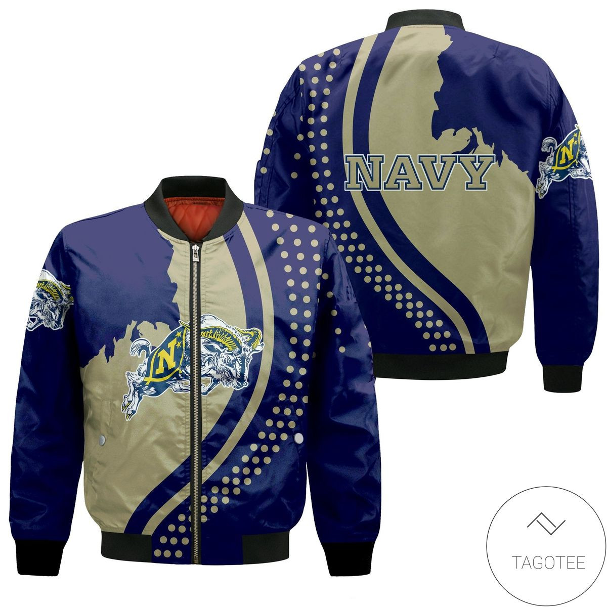 NCAA Navy Midshipmen USA Map Bomber Jacket - Bluefink