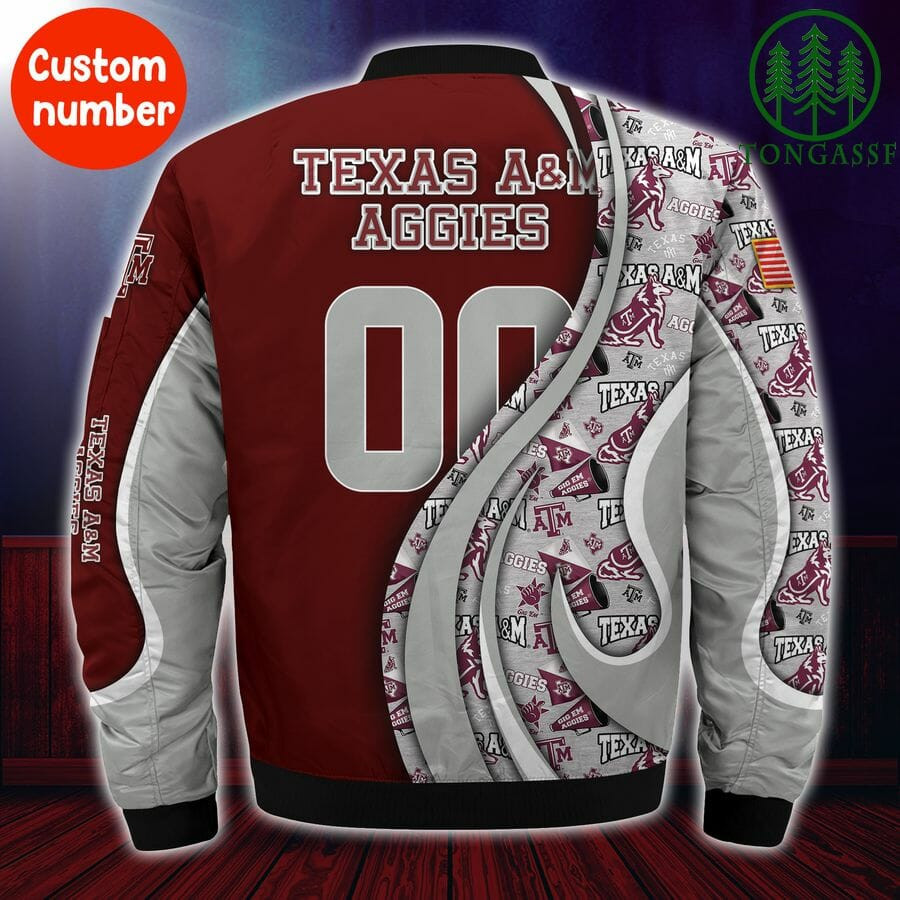 NCAA Texas A&M Aggies Custom Number Maroon Bomber Jacket - Bluefink