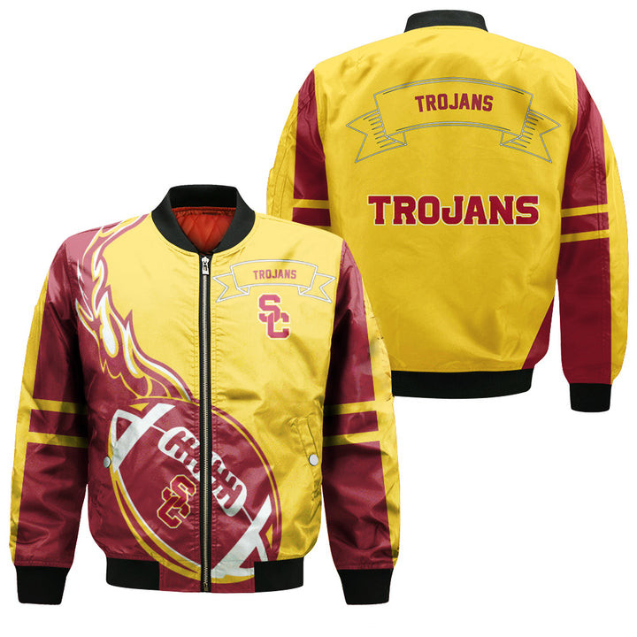 NCAA USC Trojans Gold Cardinal Bomber Jacket V2 - Bluefink