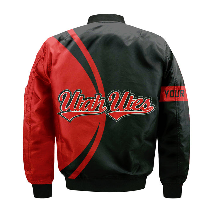 NCAA Utah Utes Custom Text Red Black National Champions Bomber Jacket ...
