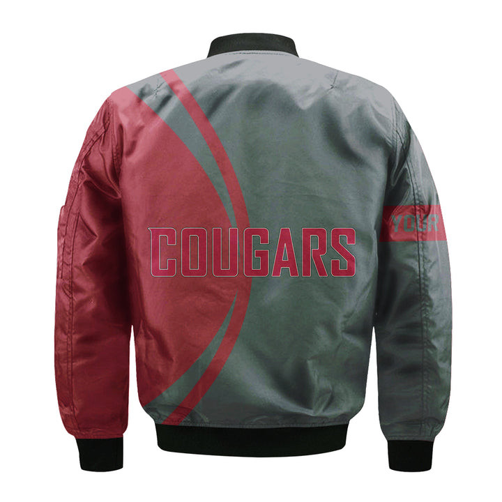 NCAA Washington State Cougars Custom Text Red Grey Champions Bomber ...