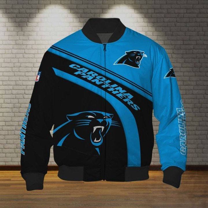 NFL Carolina Panthers Blue Black Bomber Jacket - Bluefink