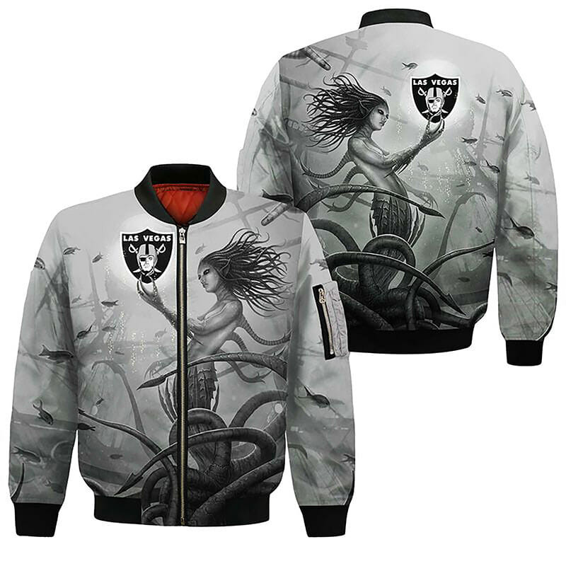 NFL Las Vegas Raiders Silver Limited Bomber Jacket - Bluefink