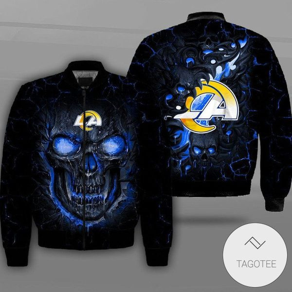 NFL Los Angeles Rams Black Skull Bomber Jacket - Bluefink