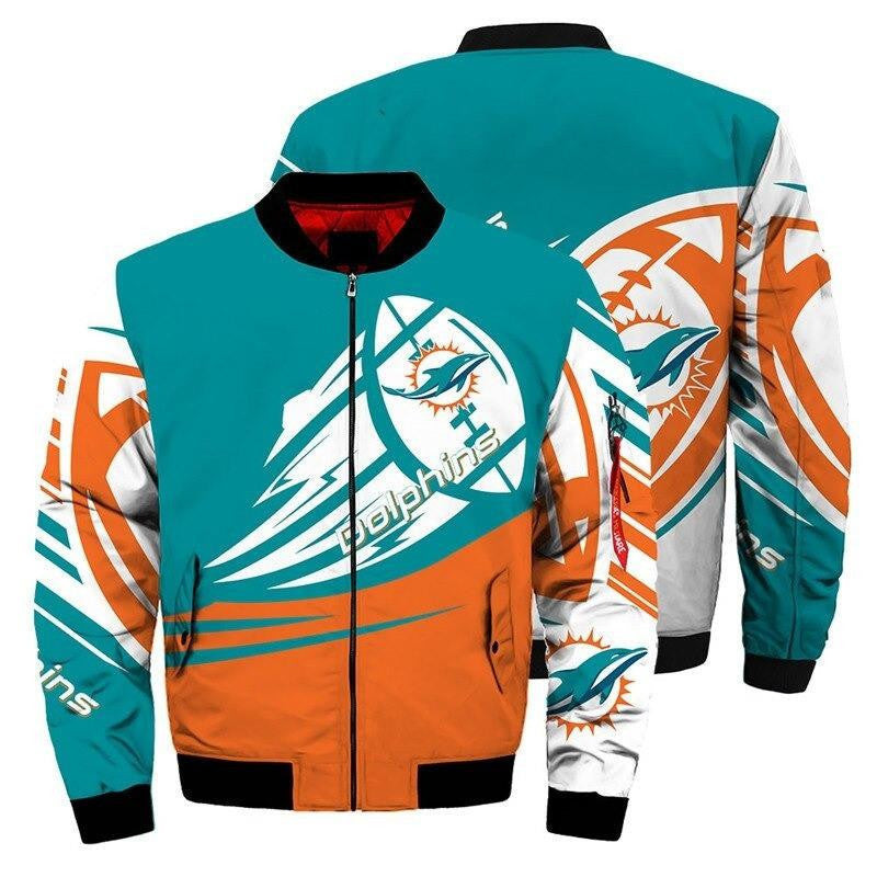 NFL Miami Dolphins Aqua Orange Bomber Jacket - Bluefink