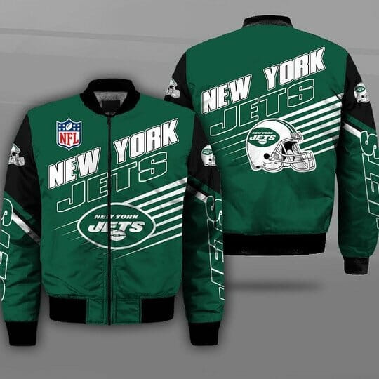 NFL New York Jets Green Black Bomber Jacket - Bluefink