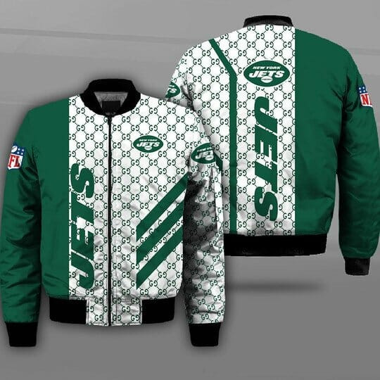 NFL New York Jets White Green Bomber Jacket V2 - Bluefink