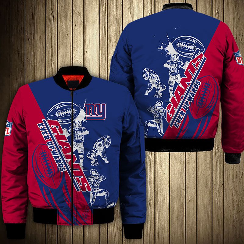New York Giants Jacket Graphic Cartoon Athlete Ball Star - Bluefink