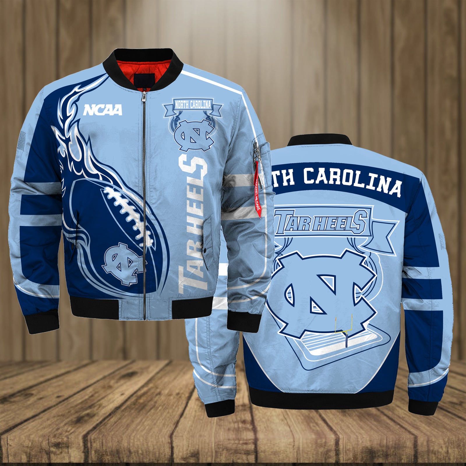 North Carolina Tar Heels Jacket 3D Printed Fire Ball - Bluefink