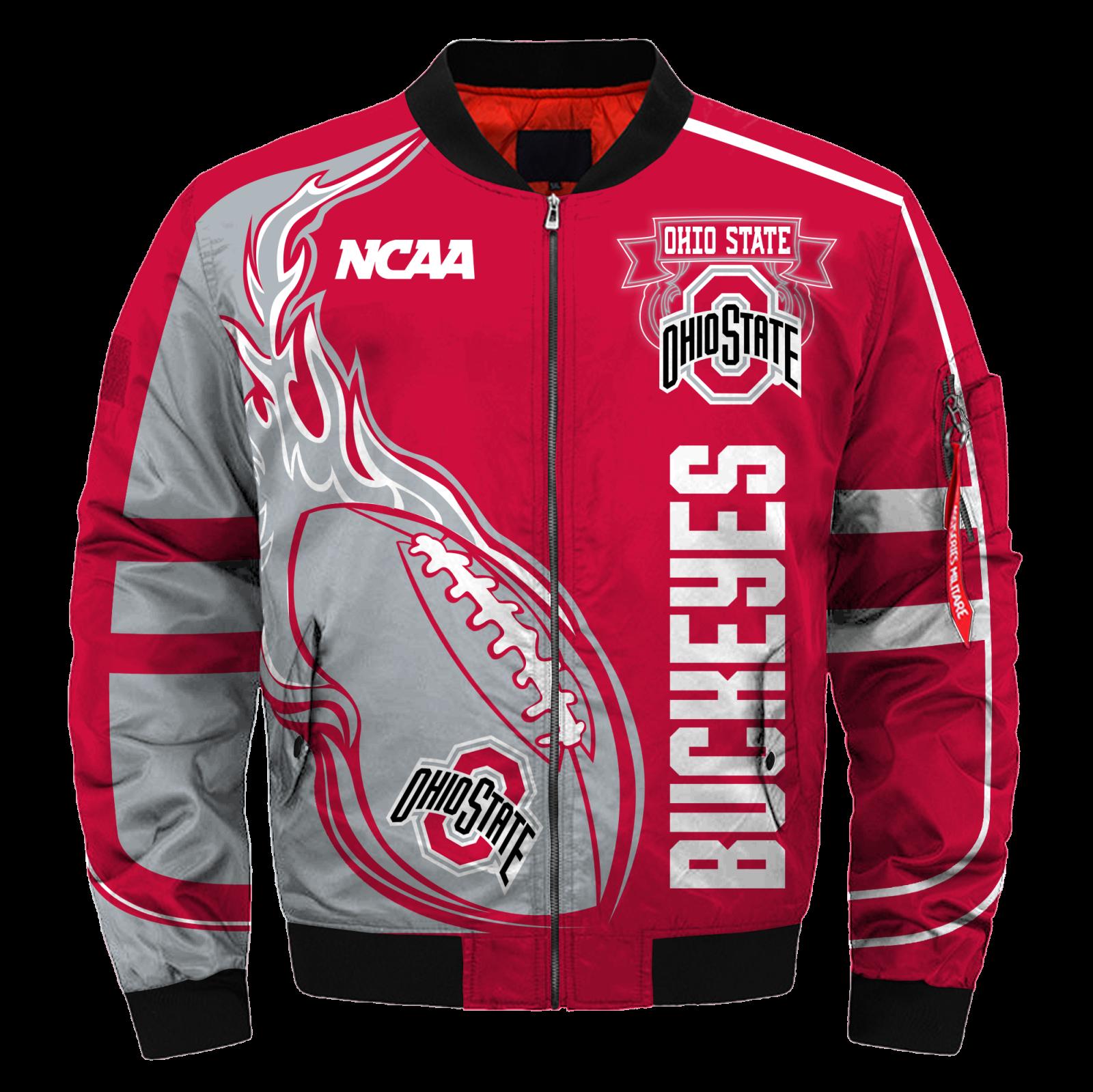 Ohio State Buckeyes Jacket 3D Printed Fire Ball - Bluefink