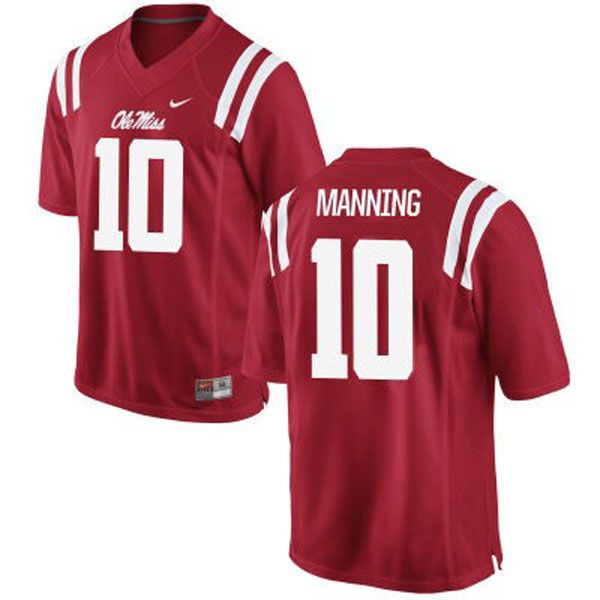 Ole Miss Rebels #10 Eli Manning Red Football Jersey - Bluefink