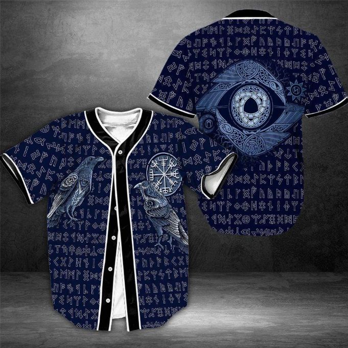 Raven Viking Personalized 3d Baseball Jersey kv - Bluefink
