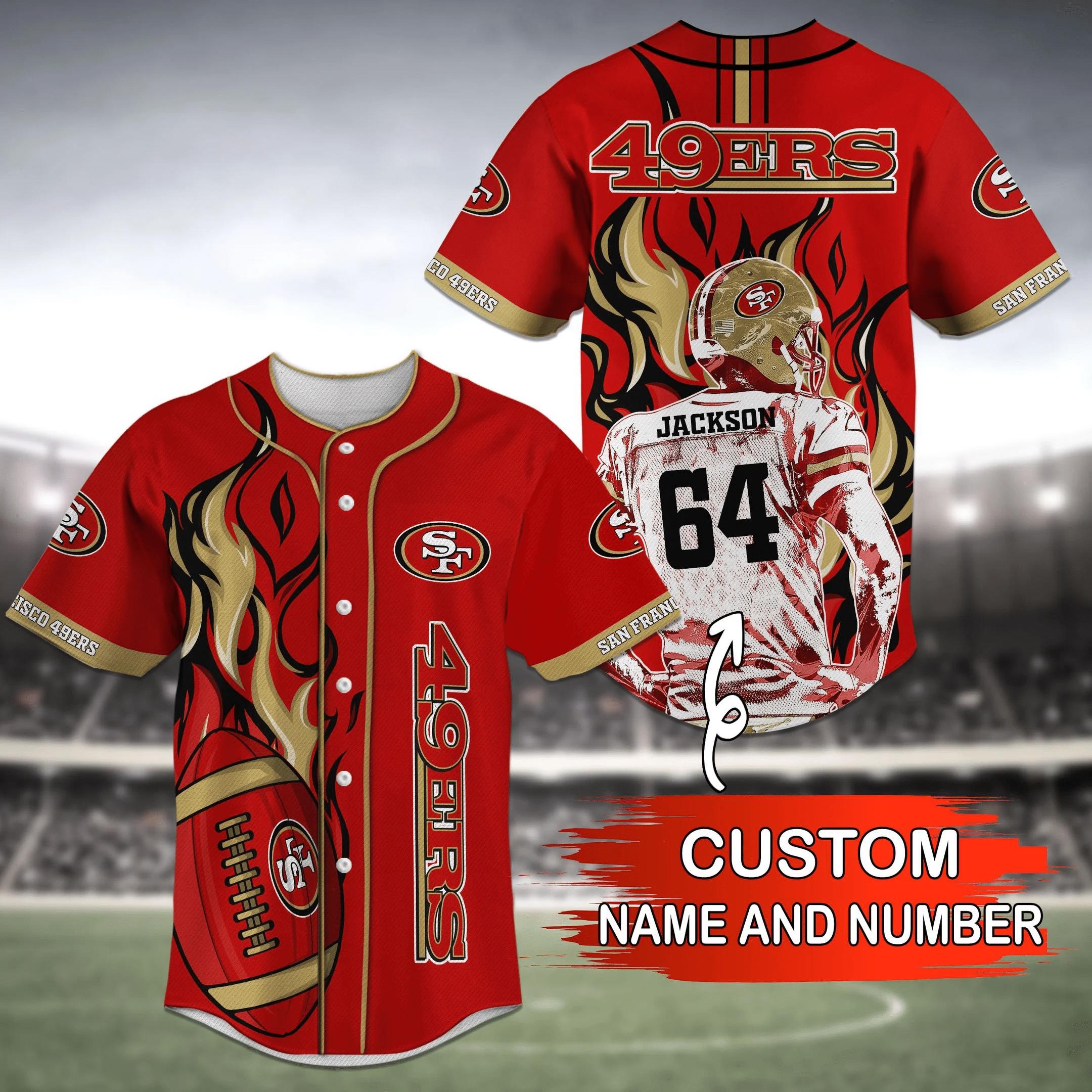 San Francisco 49ers Custom Name Baseball Jersey Shirt - Bluefink