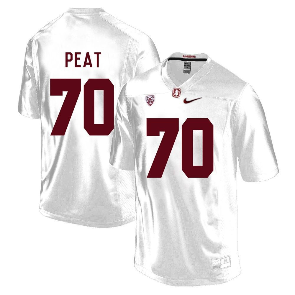 Stanford Cardinal White Andrus Peat Player Football Jersey - Bluefink
