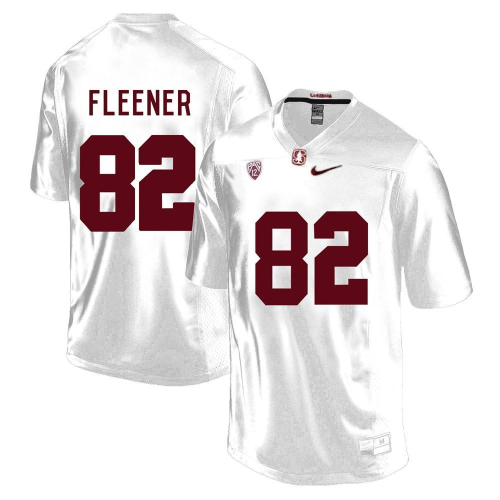 Stanford Cardinal White Coby Fleener Player Football Jersey - Bluefink