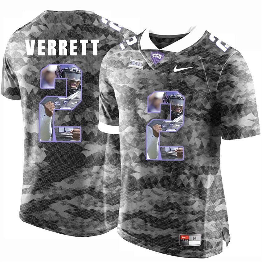 TCU Horned Frogs Grey Jason Verrett College Football Jersey - Bluefink