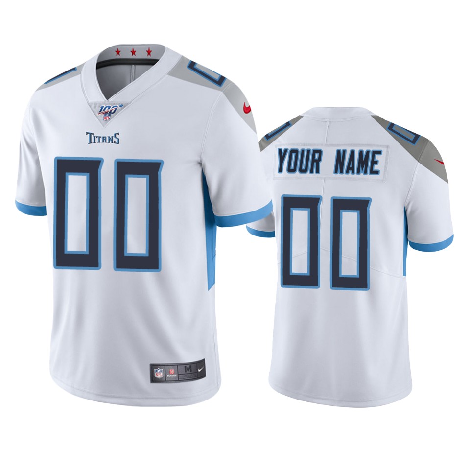 Tennessee Titans Custom White 100th Season Vapor Limited Jersey - Bluefink
