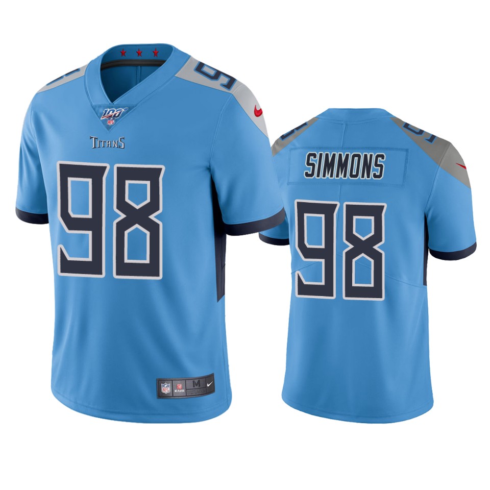 Tennessee Titans Jeffery Simmons Light Blue 100th Season Vapor Limited ...