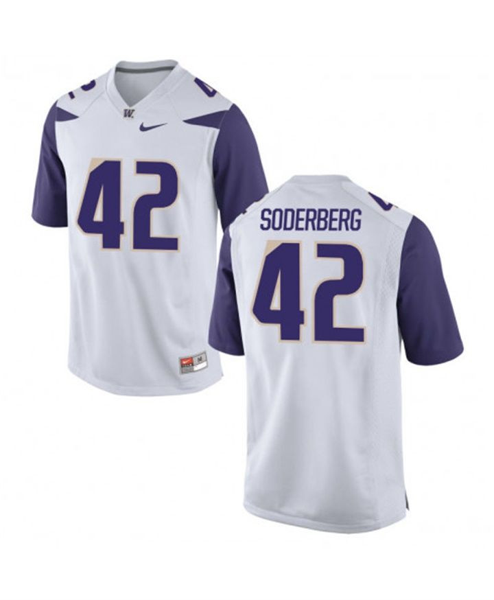 Washington Huskies White Van Soderberg College Football Jersey - Bluefink
