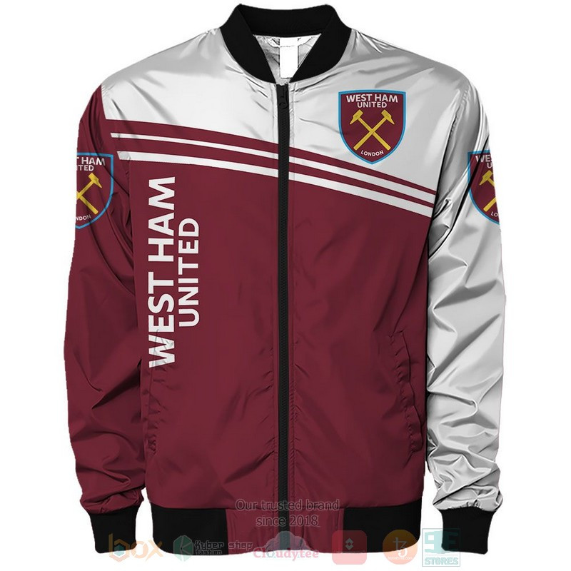 West Ham United FC Red White Bomber Jacket - Bluefink