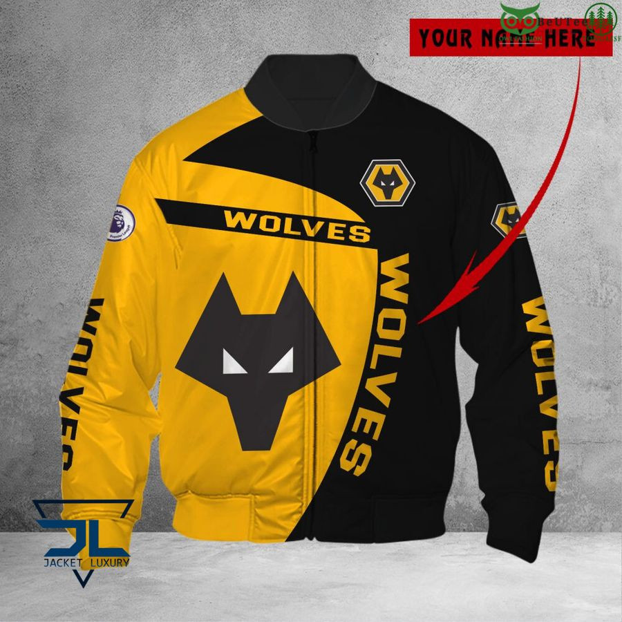 Wolverhampton Wanderers FC Custom Name Logo Bomber Jacket - Bluefink