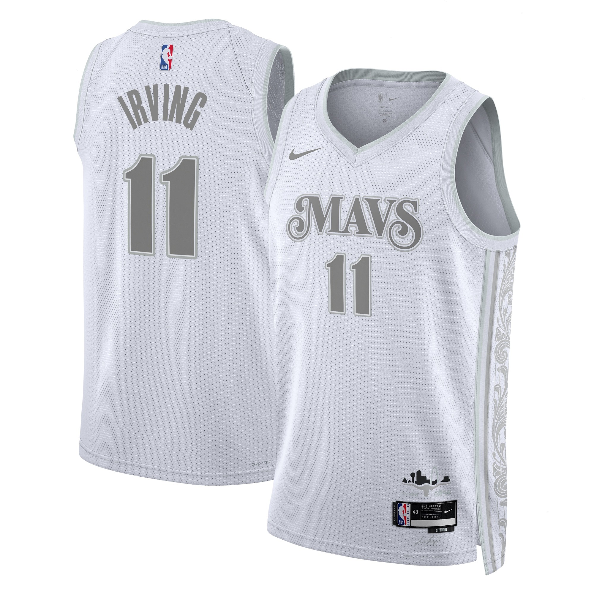 Dallas Mavericks Nike City Edition Swingman Jersey 2024 - White - Kyrie ...