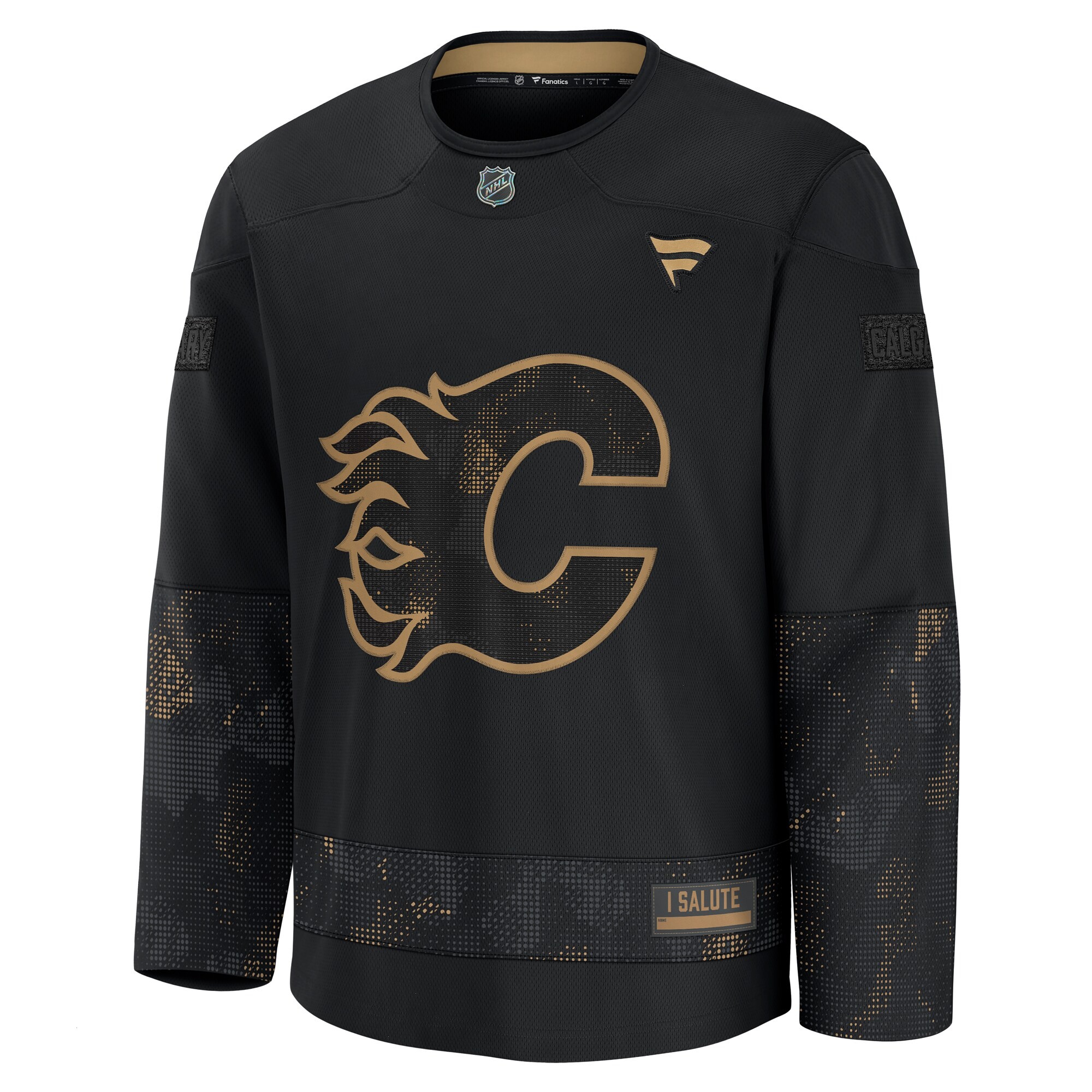 Men's Calgary Flames Fanatics Black 2024 Military Appreciation Practice ...