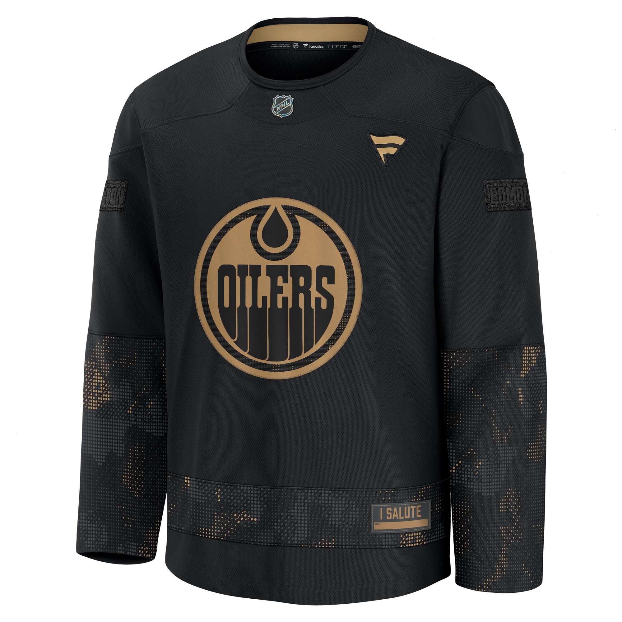 Men's Edmonton Oilers Fanatics Black 2024 Military Appreciation ...