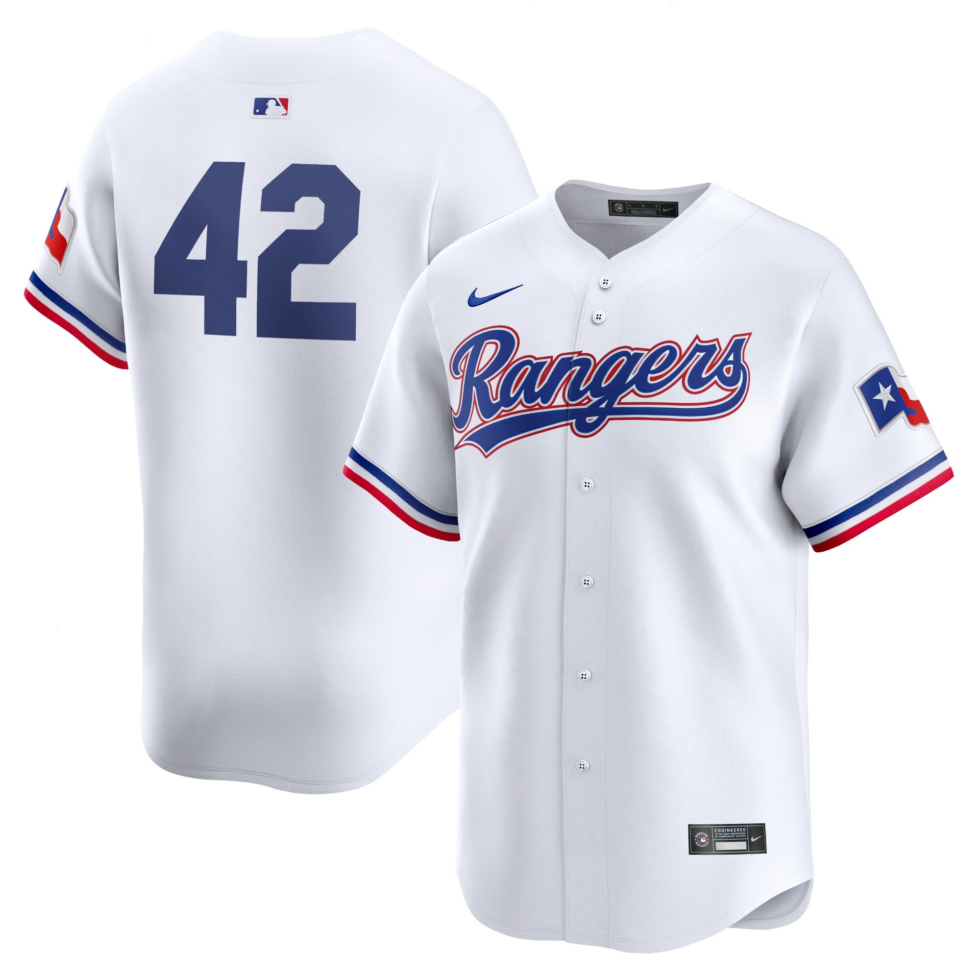 Men's Texas Rangers Nike White 2024 Jackie Robinson Day Home Limited ...