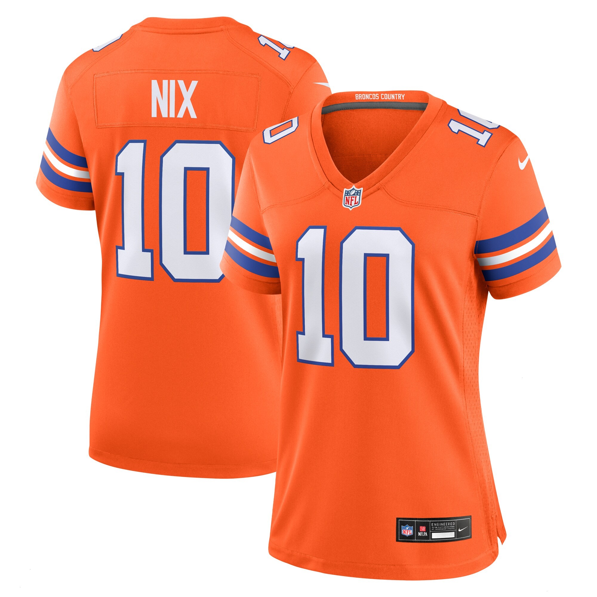 Women's Denver Broncos Bo Nix Nike Orange Mile High Collection 1977 ...