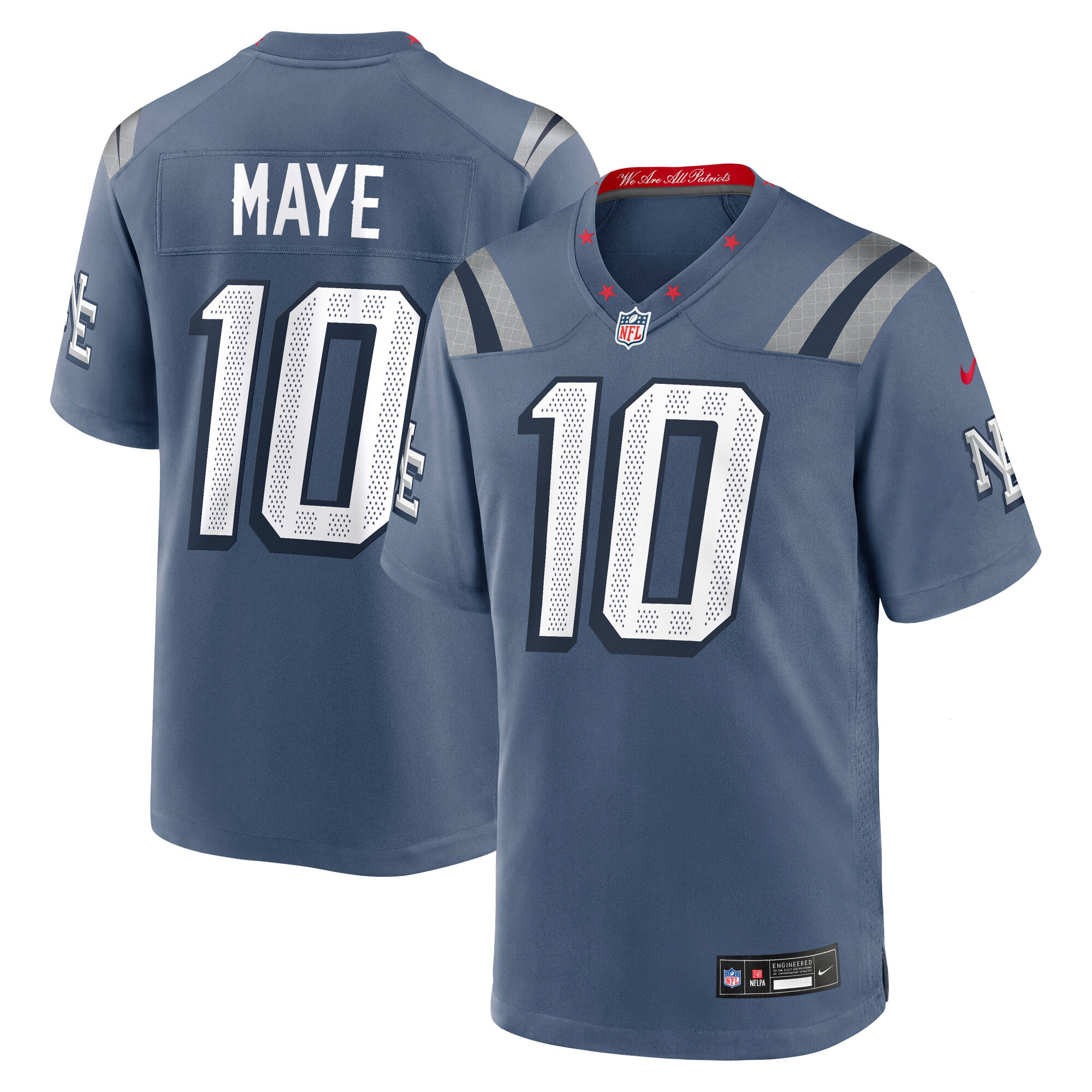 Men's New England Patriots Drake Maye Nike Storm Blue 2025 Rivalries Collection Game Jersey ...